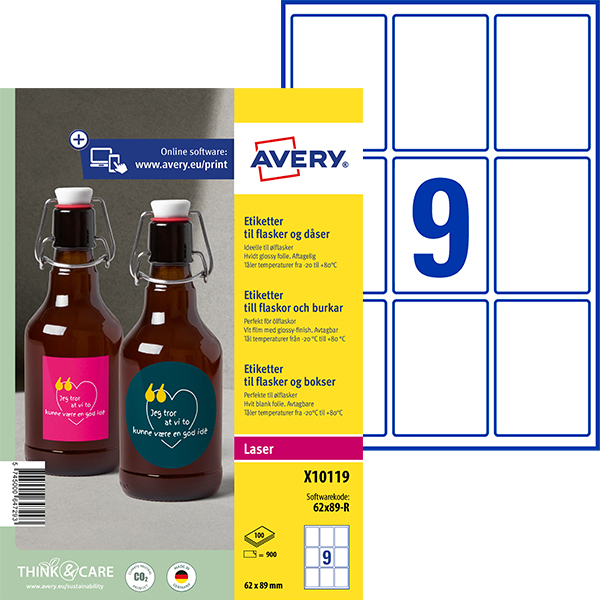 Bottle label 6x9 cm removable, white 900 pcs - Caldic Brew Nordic
