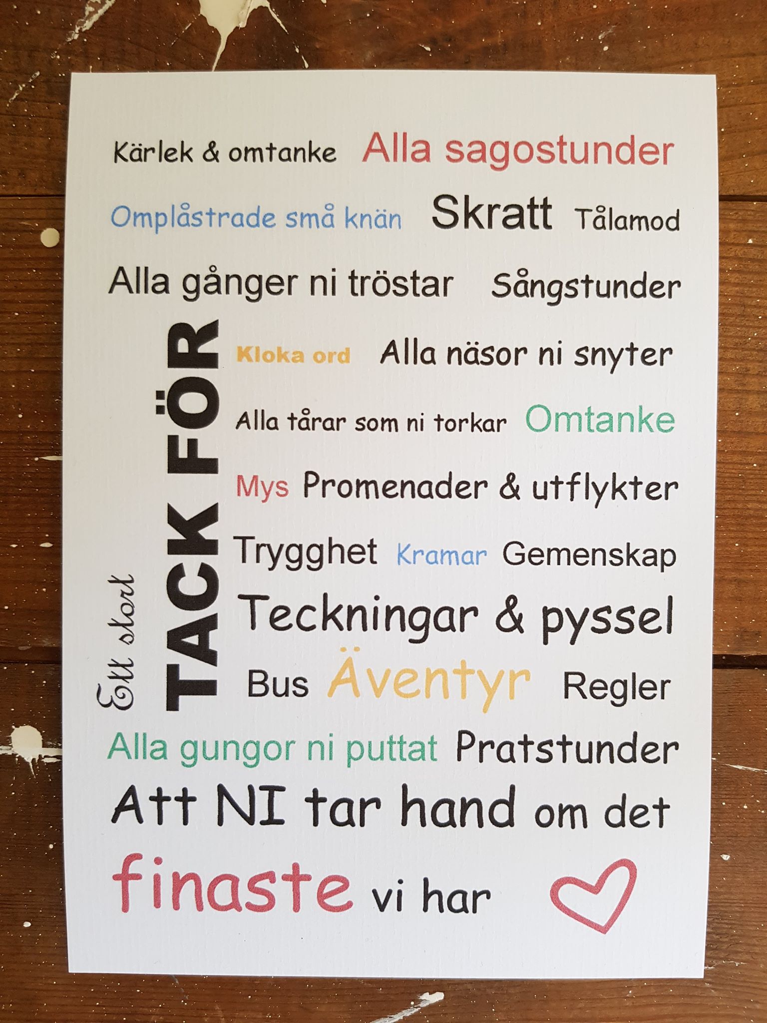 Kort "Ett stort tack för....." - Calimero Familjebutiken
