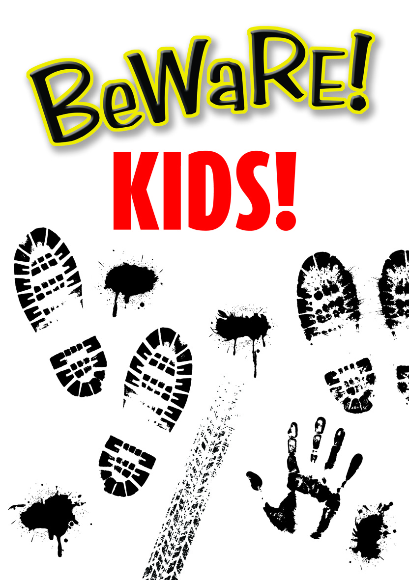 Skyltar Beware Kids - Ponny Pop