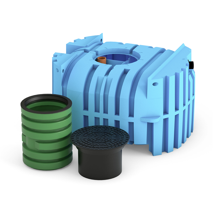 FANN Blue 2200L septic tank, complete package with pump - Wastewater Center