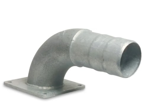 Bauer coupling Bend 90° steel galvanized 5" x 125mm square flange x ...