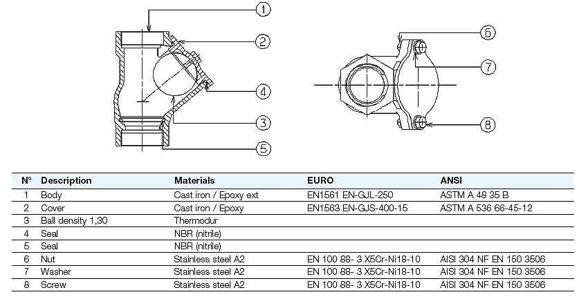 Non return ball valve 50mm - Wastewater Center