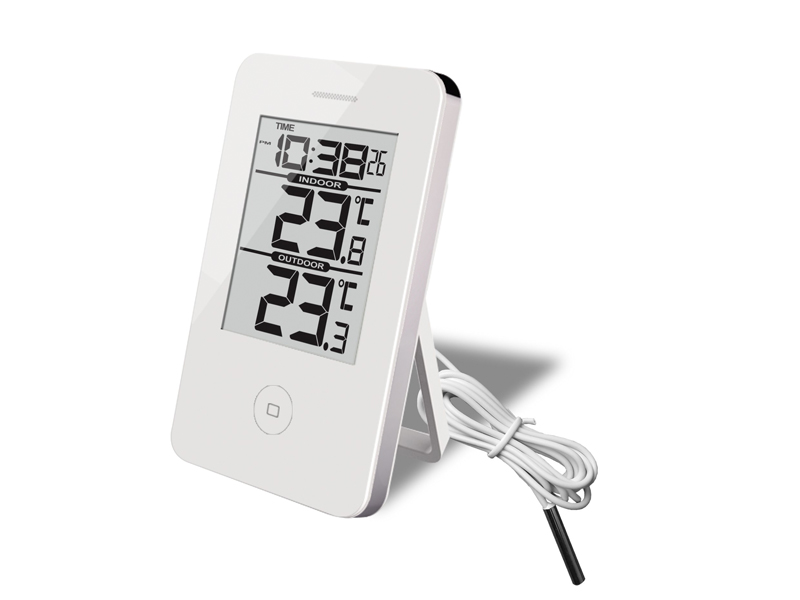 Digital termometer Vit med klocka - Termometerbutiken