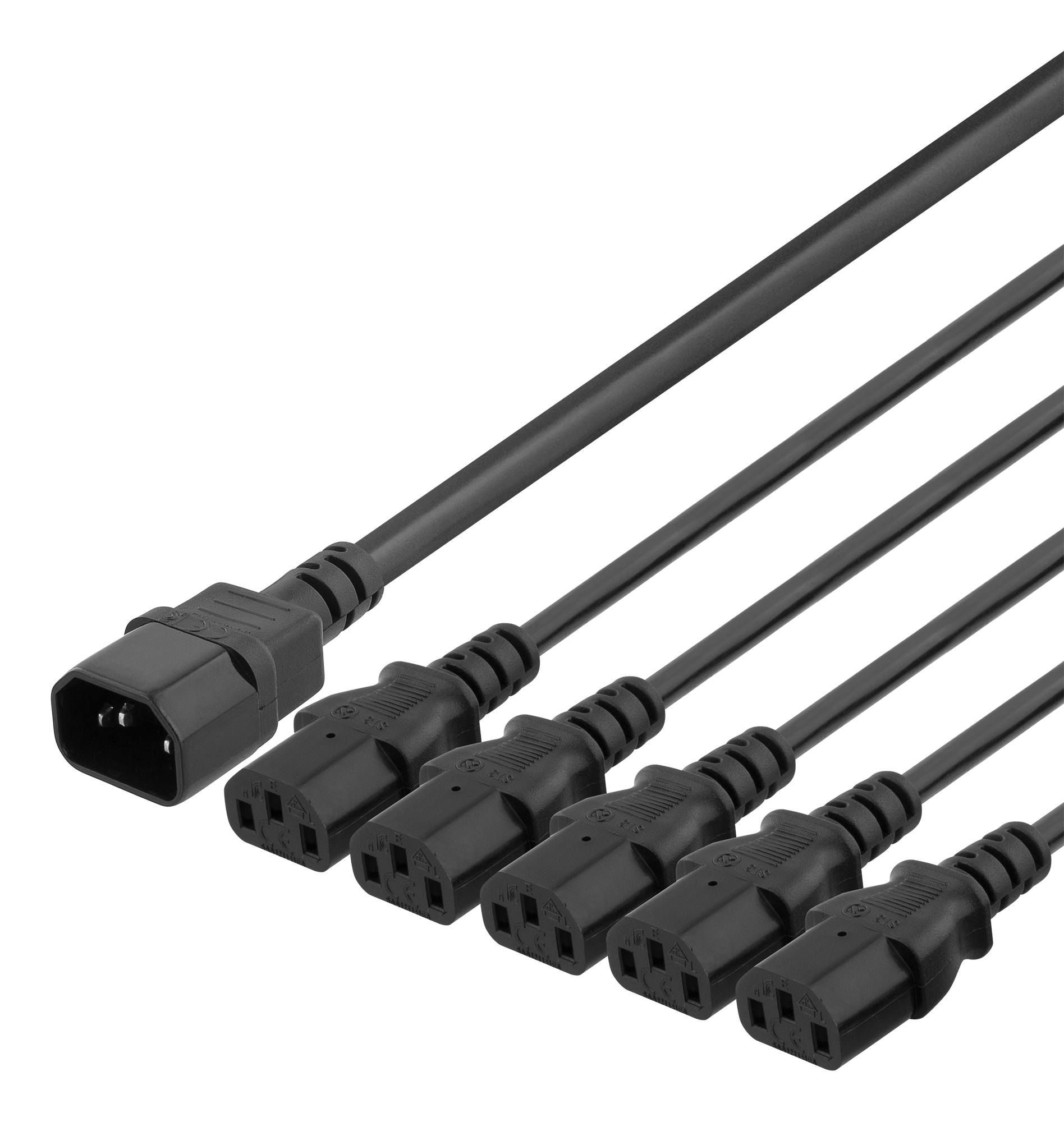 DiscAtOnce - Deltaco Apparatkabel IEC C14 till 5x IEC C13, 1m, 10A/250V, Y-Splitter, svart