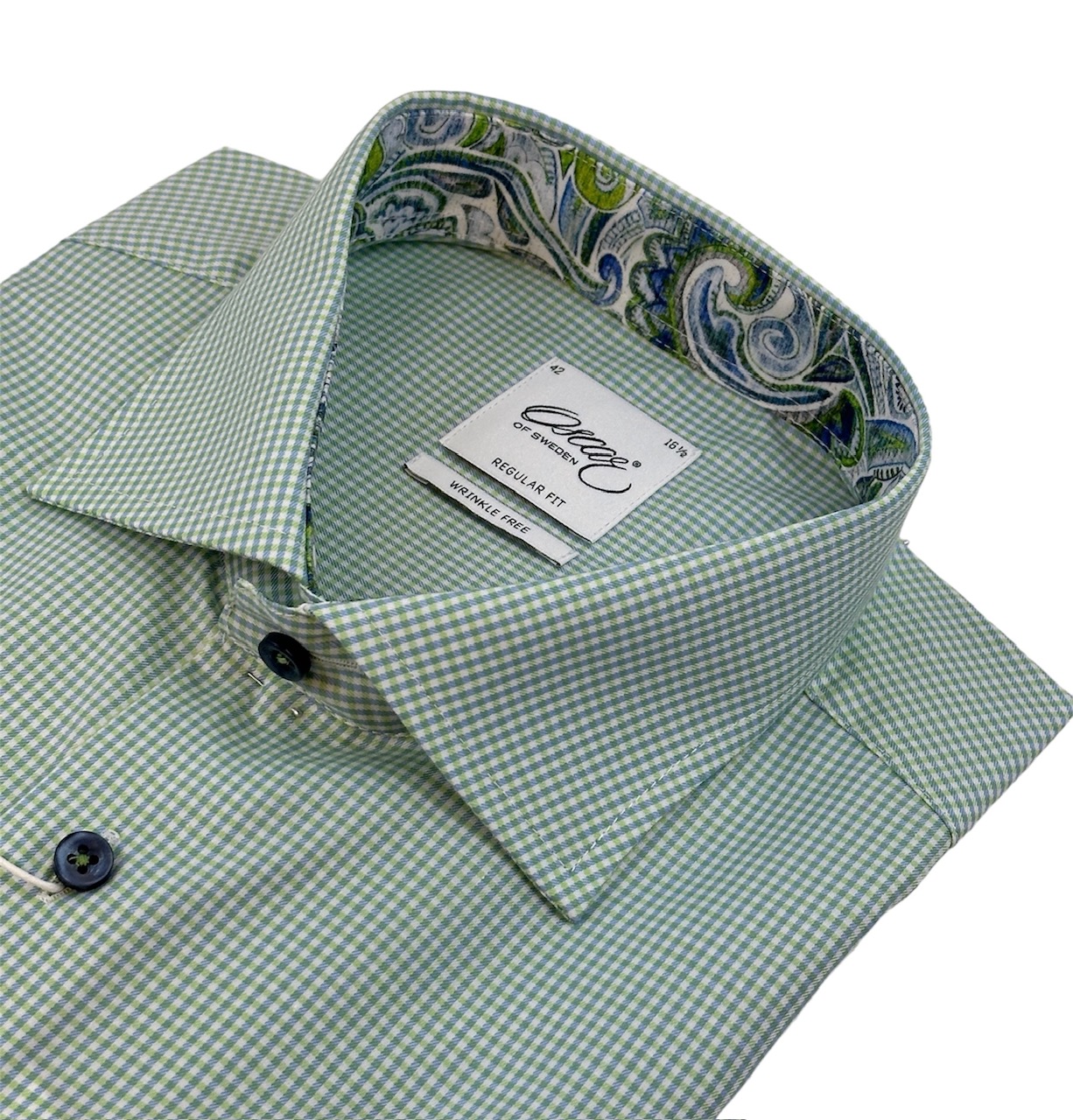 Skjorta grön rutig med infälld print, från Oscar Of Sweden - Nisses ...