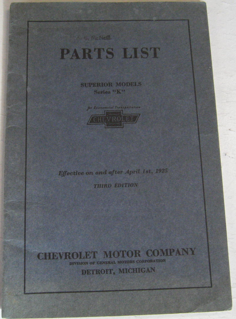 www.hortlund.se - 1925 Chevrolet Parts List för Serie K