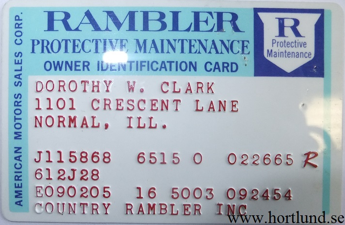 www.hortlund.se - 1965 Rambler Protective Maintenance Owner ...