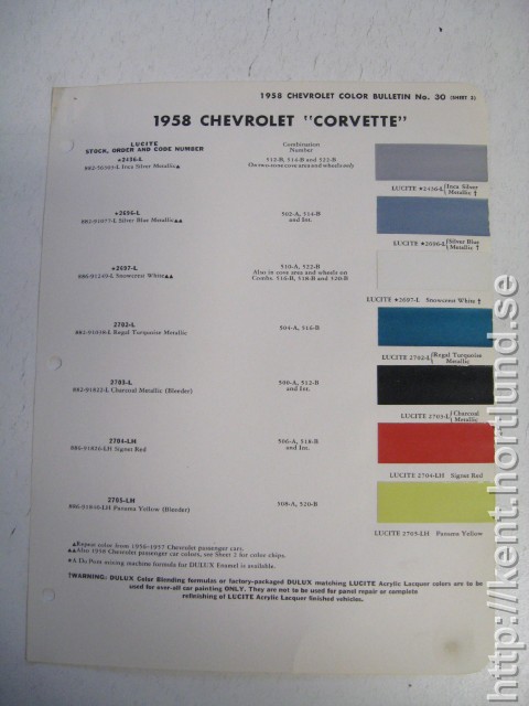 www.hortlund.se - 1958 Chevrolet Corvette Colors