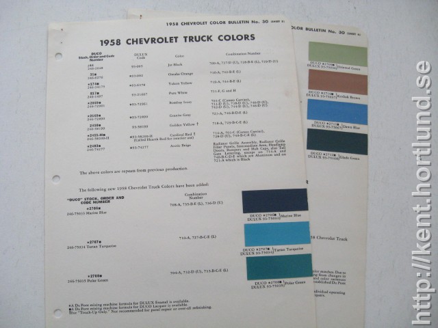 www.hortlund.se - 1958 Chevrolet Truck Colors