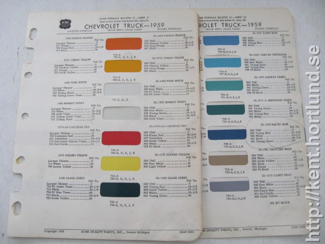 www.hortlund.se - 1959 Chevrolet Truck Colors Acme