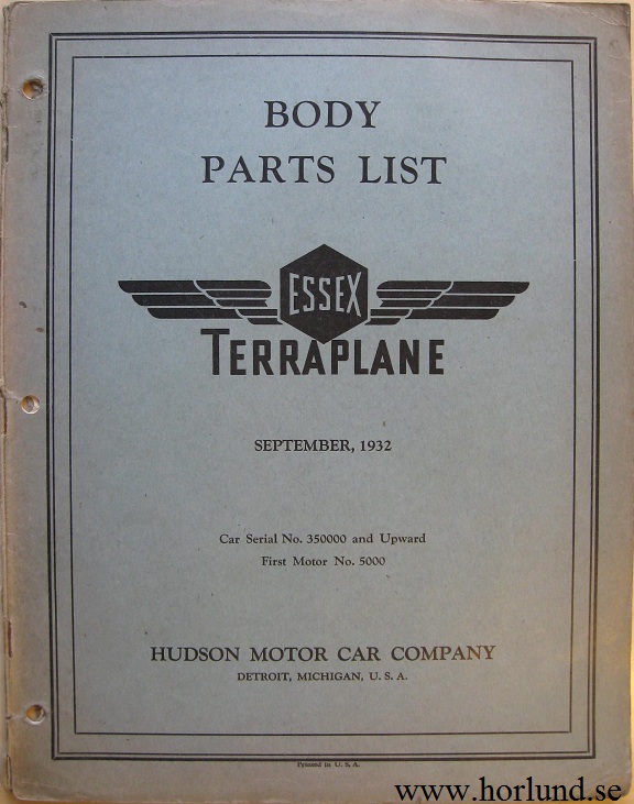 www.hortlund.se - 1932 Essex Terraplane Body Parts List