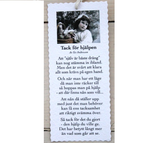 Josefina Smycke Design - Diktkort - Tack för hjälpen