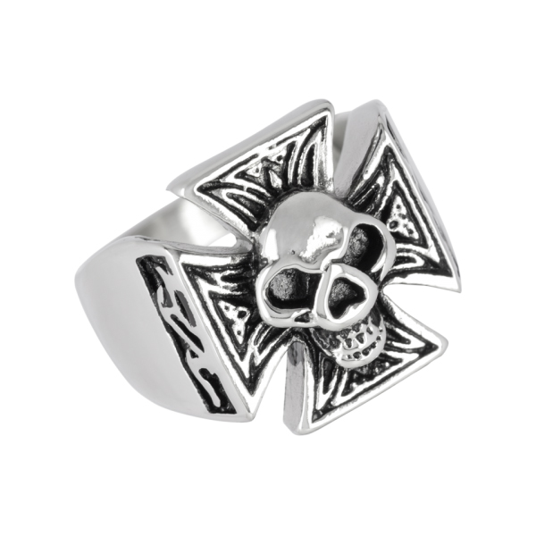 Iron Cross Skull Ring - Rockzone