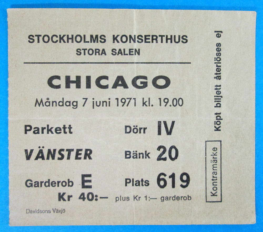 Nostalgipalatset - CHICAGO - Stockholm 1971