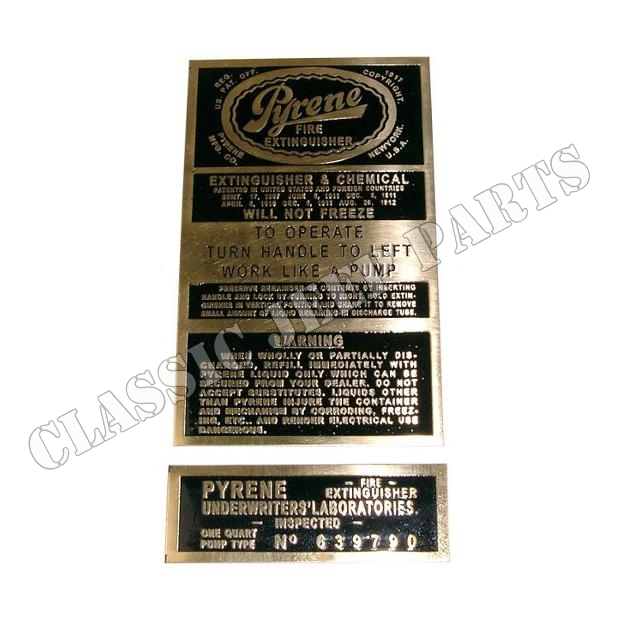 Fire extinguisher brass plate PYRENE