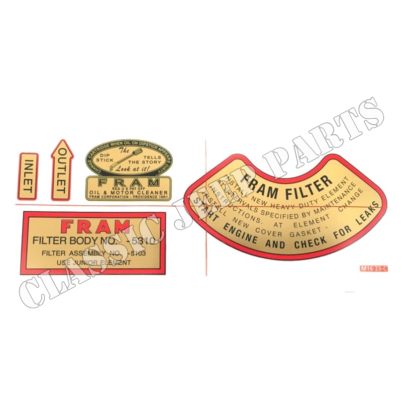 FRAM decal set oil filter WILLYS MB