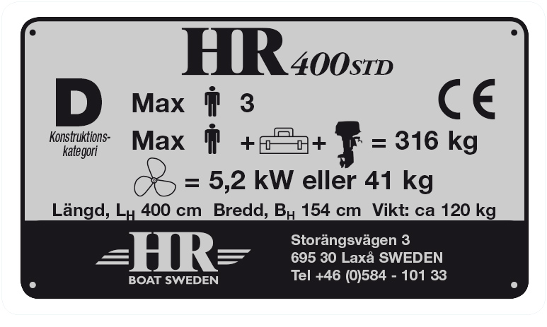 HR Webshop - HR 400 std Dekal CE-märke