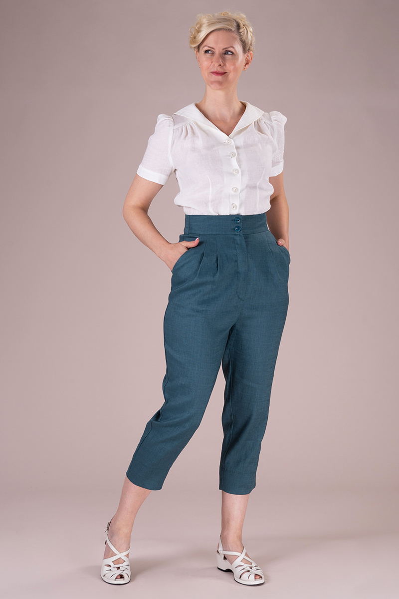 The Hep Hepburn Slacks. Petroleum green - emmy design