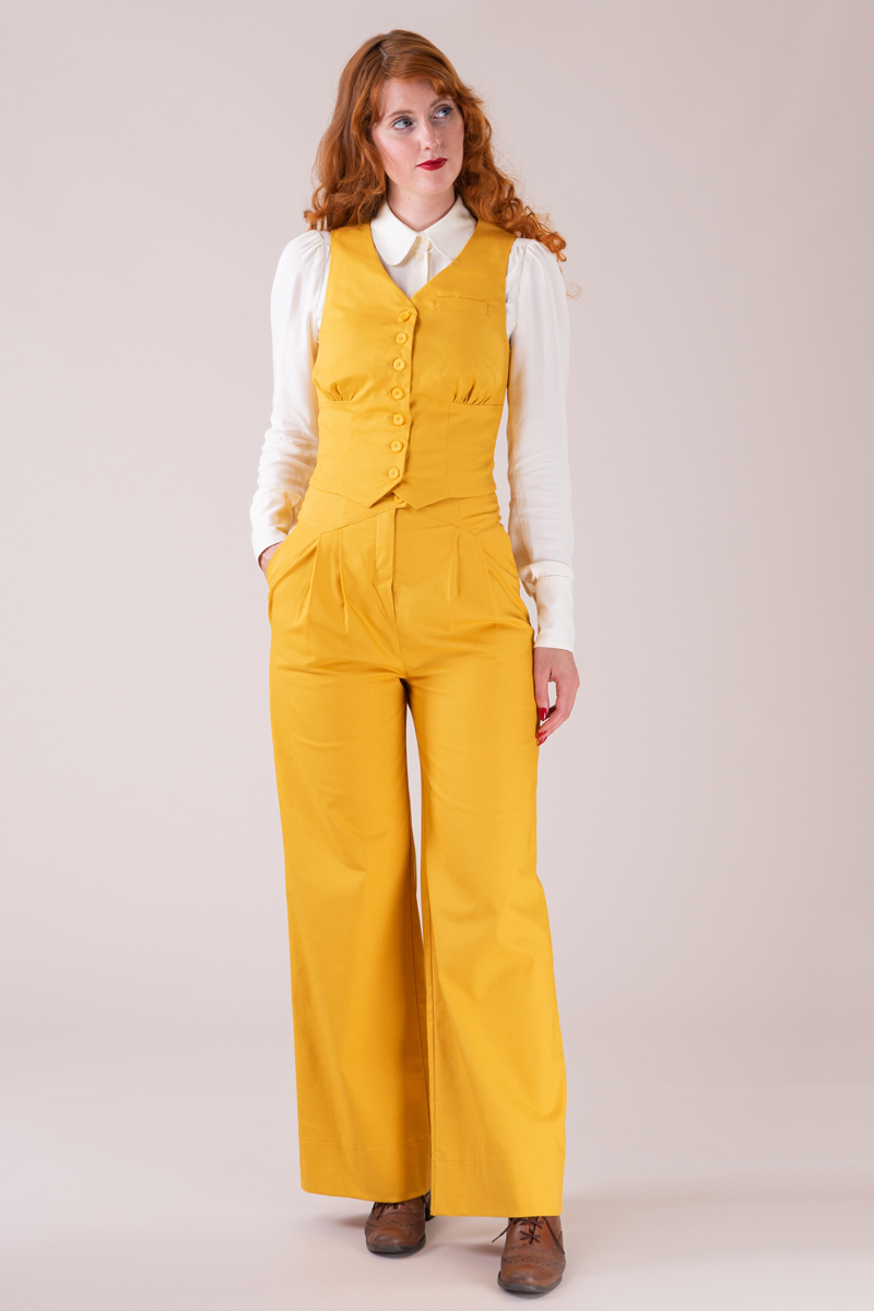 The miss fancy pants slacks. Marigold cotton. - emmy design