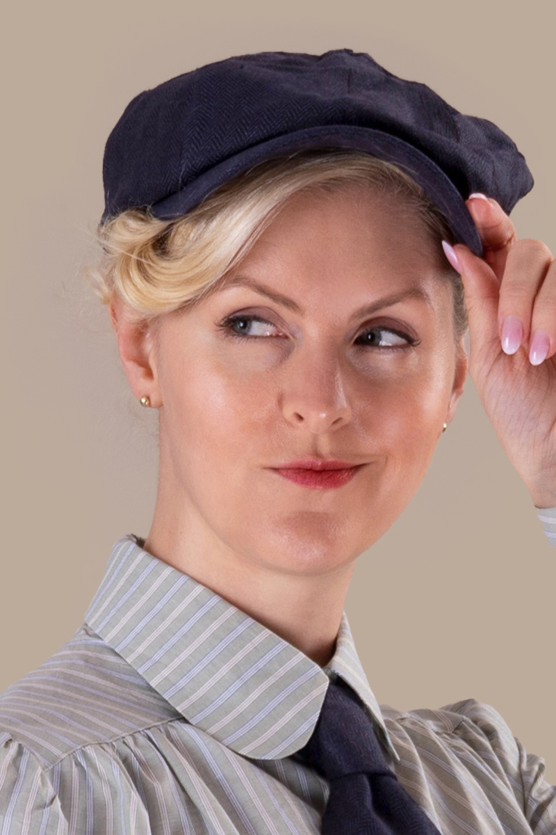 Wigéns - Newsboy Classic Cap. Navy linen - emmy design