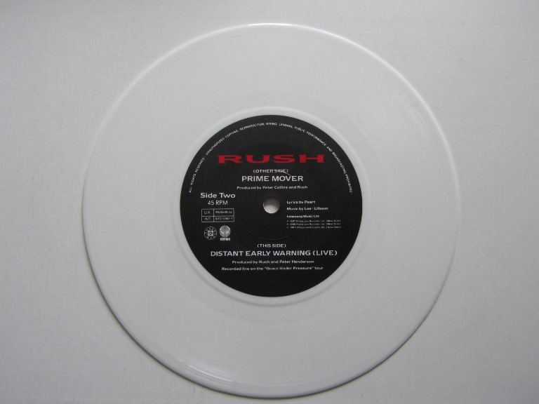 Rush Prime Mover / Distant Early Warning (live) 7" vit vinyl ...