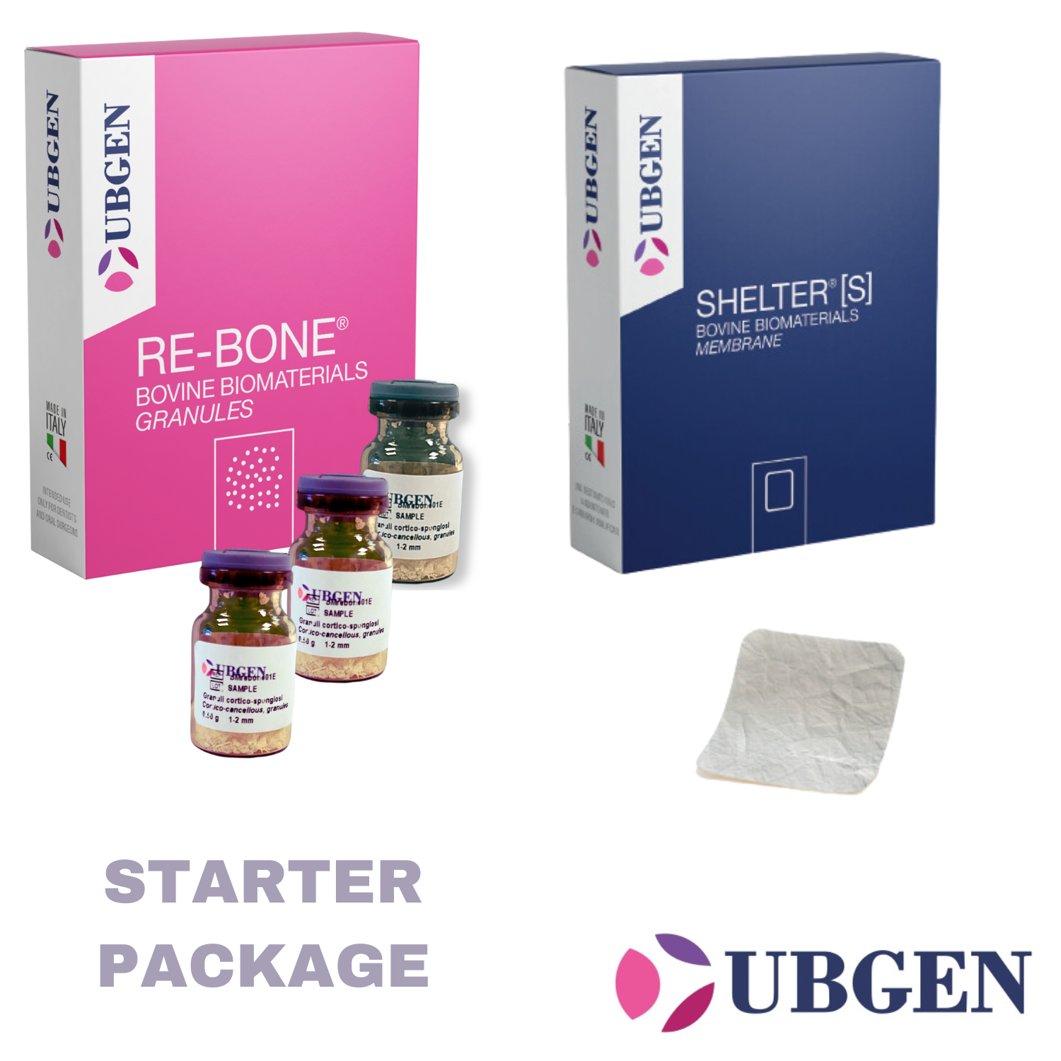 STARTER PACKAGE Bone substitute & collagen membrane