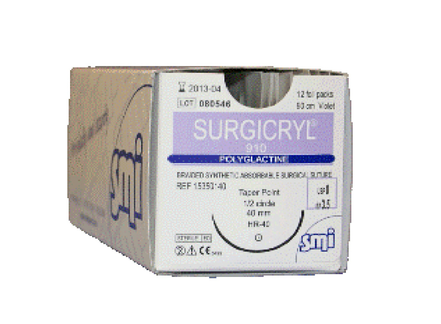 Surgicryl resorbable suture 3-0, HR 22 mm needle