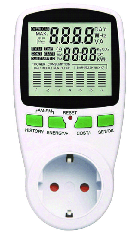 Digital elmätare med stor LCD-display - TemNet