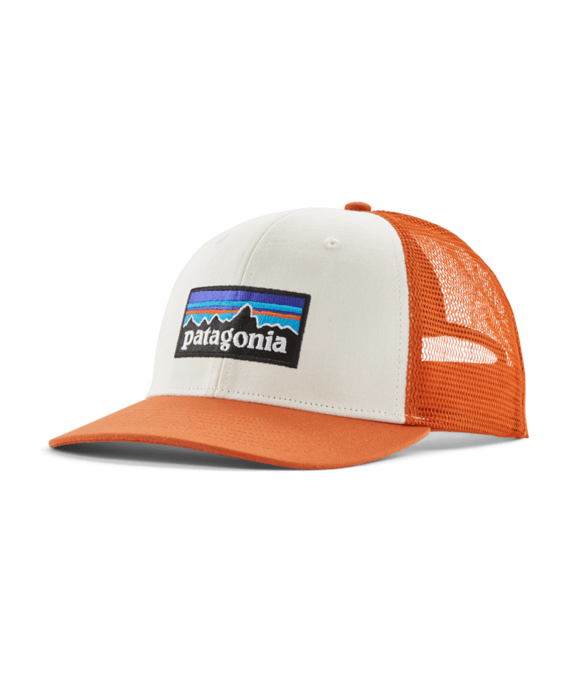 Patagonia P-6 Logo Trucker Hat - White w/Redtail Rust - Wittlock Sportfiske