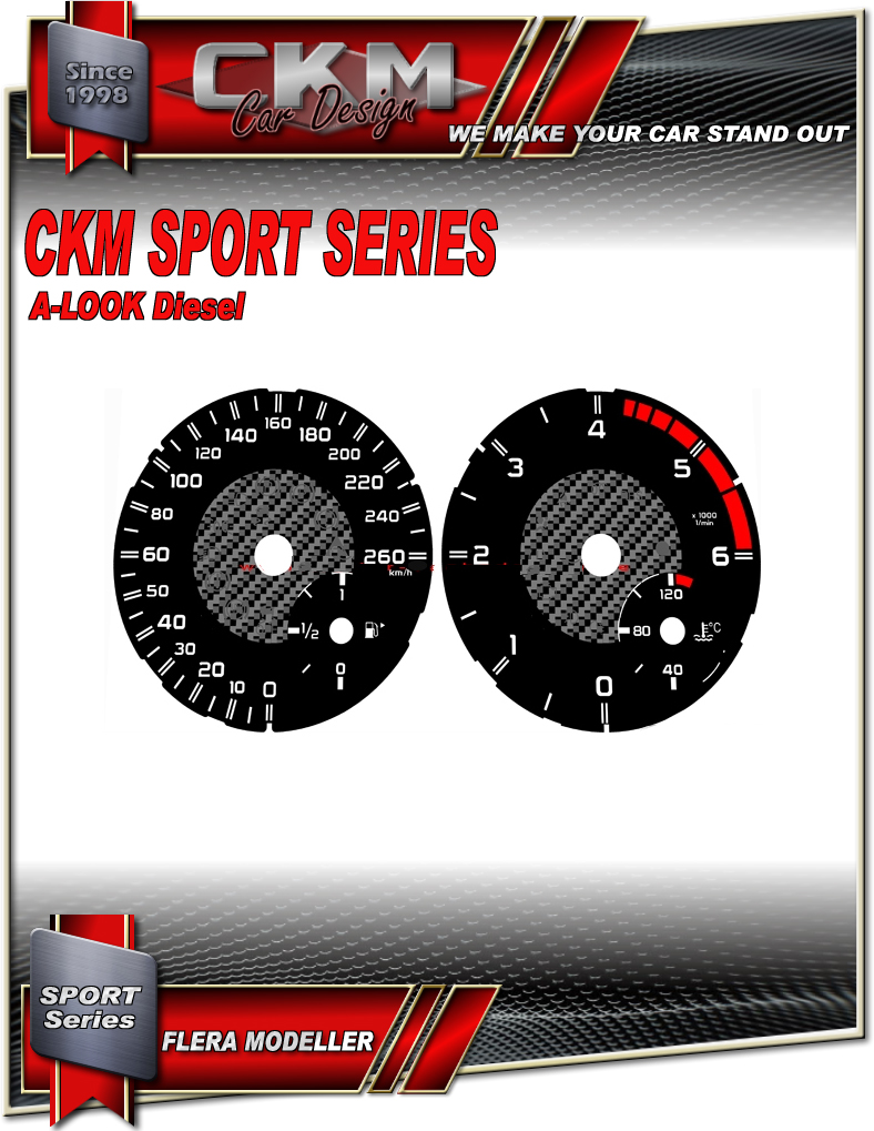 CKM Car Design - Cluster dials sport km/h 260km/h Diesel
