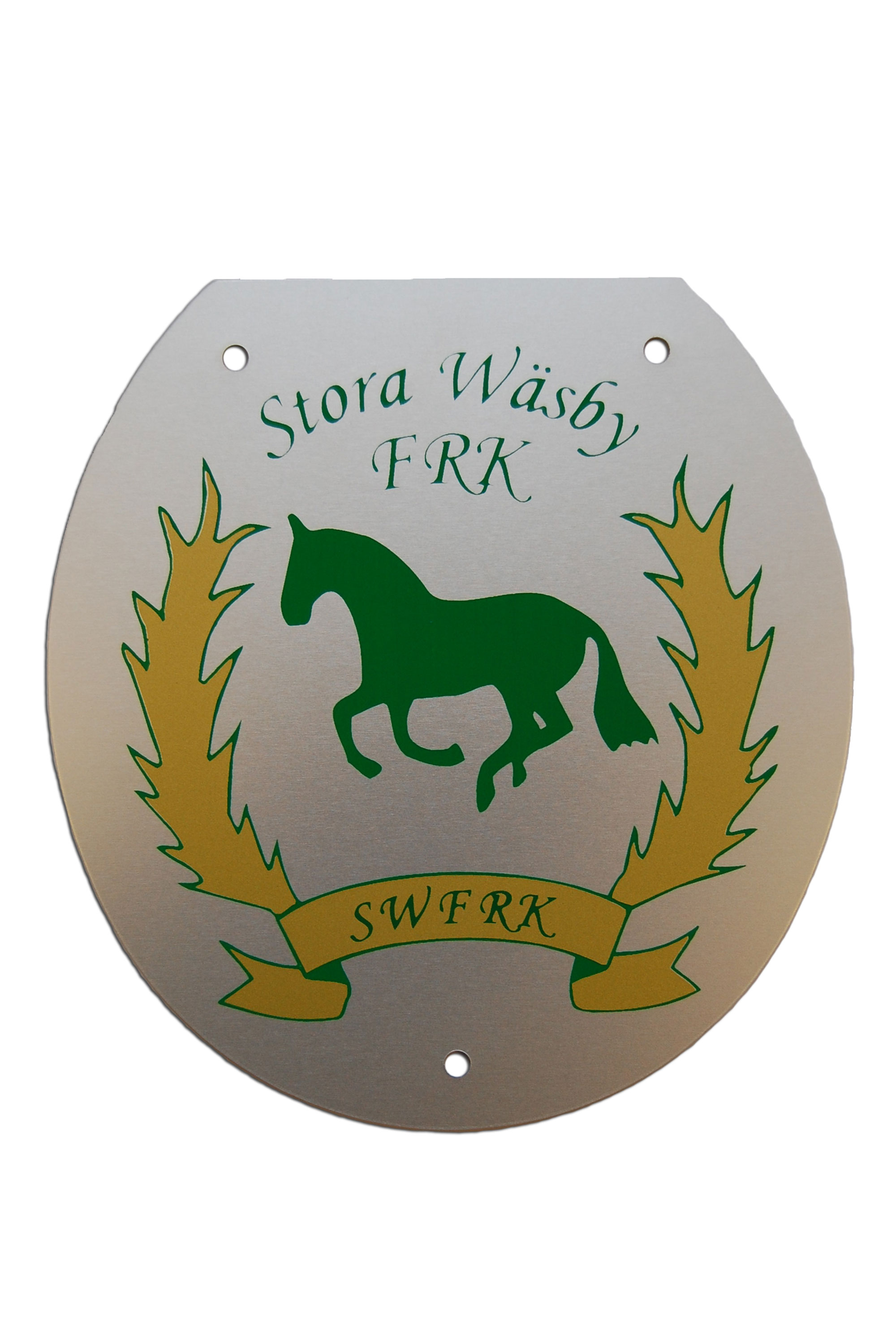 Screen Print Plaque in horse shoe shape - Monomak since 1977