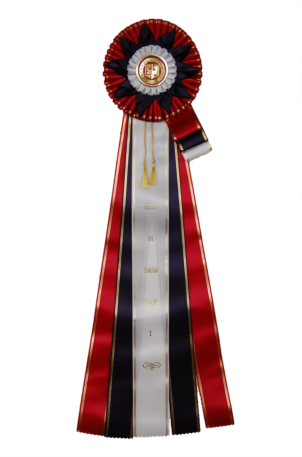 Roset 2-lags, 1 stjerne, 5 haler, guldbord, klunker & sideliggende bånd ...