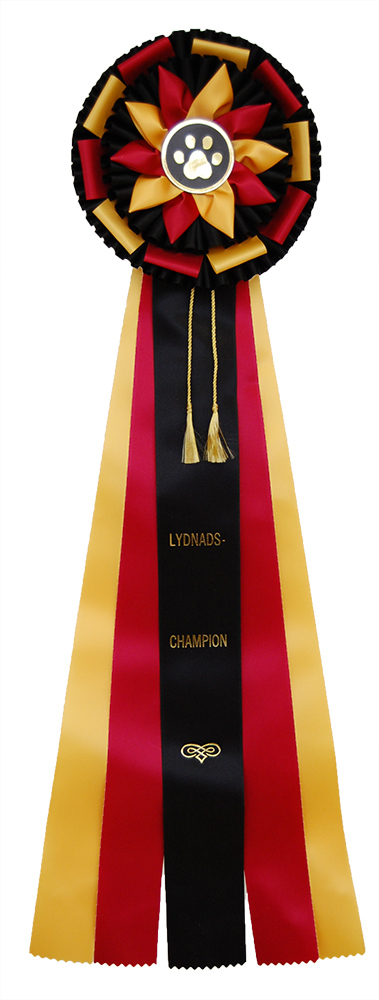 Monomak - 6287 - Rosett för häst, hund, event, 5 band och tofsar, 71 cm