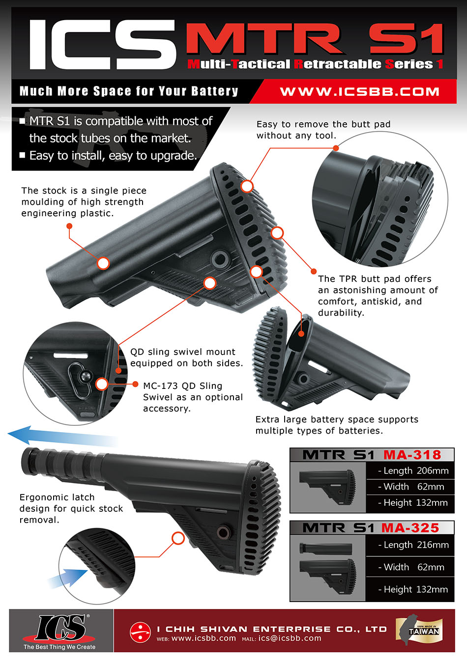 JBB Guns & Accessories - MTR S1 Tactical Retractable Stock (W/O Stock Tube)