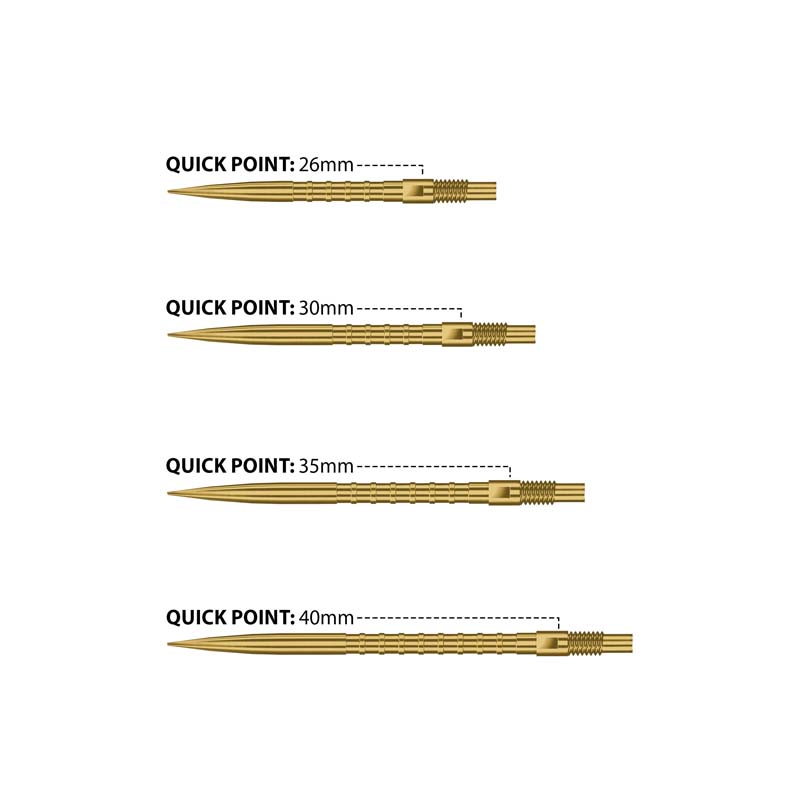 Harrows HM Grip Quick Point Gold 40mm - Dartstore Sweden