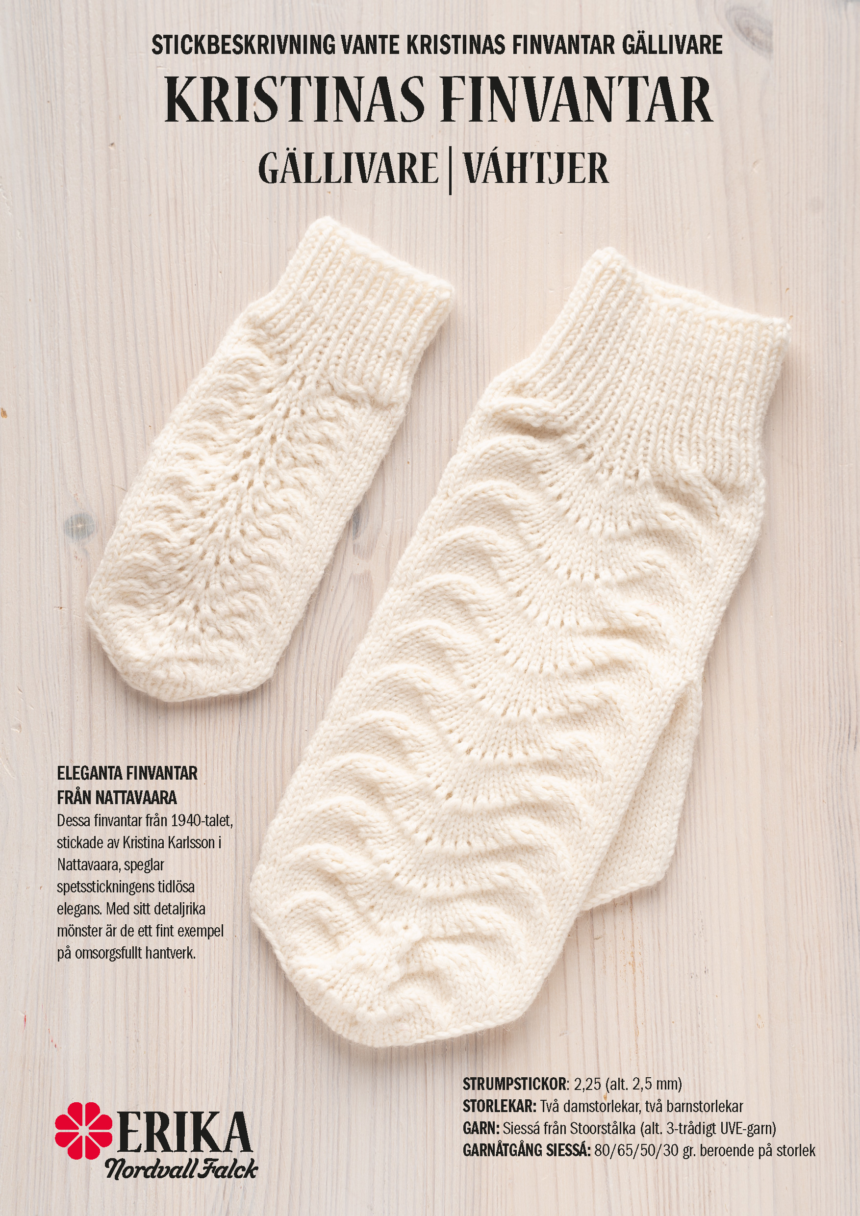Knitting bundle mitten Kristinas finvantar Gällivare white ...