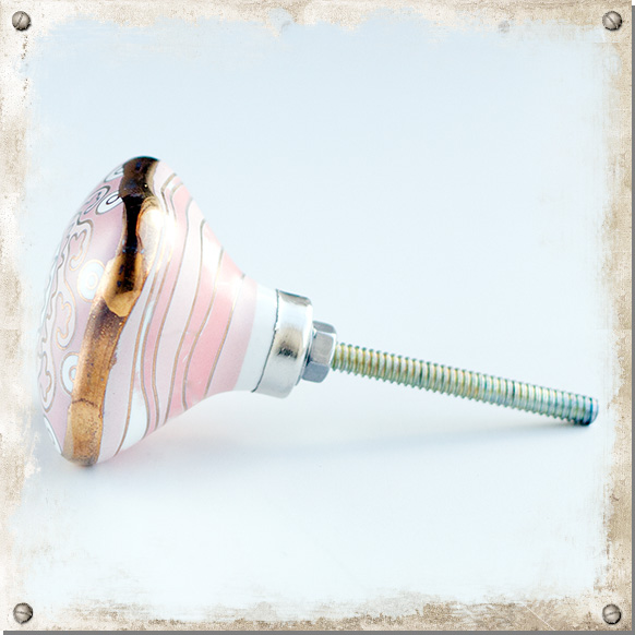 Pomo cuadrado con bonito estampado rosa - Nillas