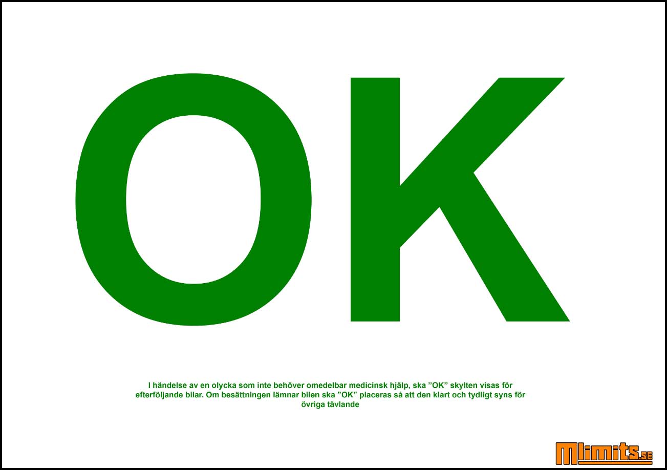 OK-skylt / SOS skylt - A3 storlek - - Mlimits