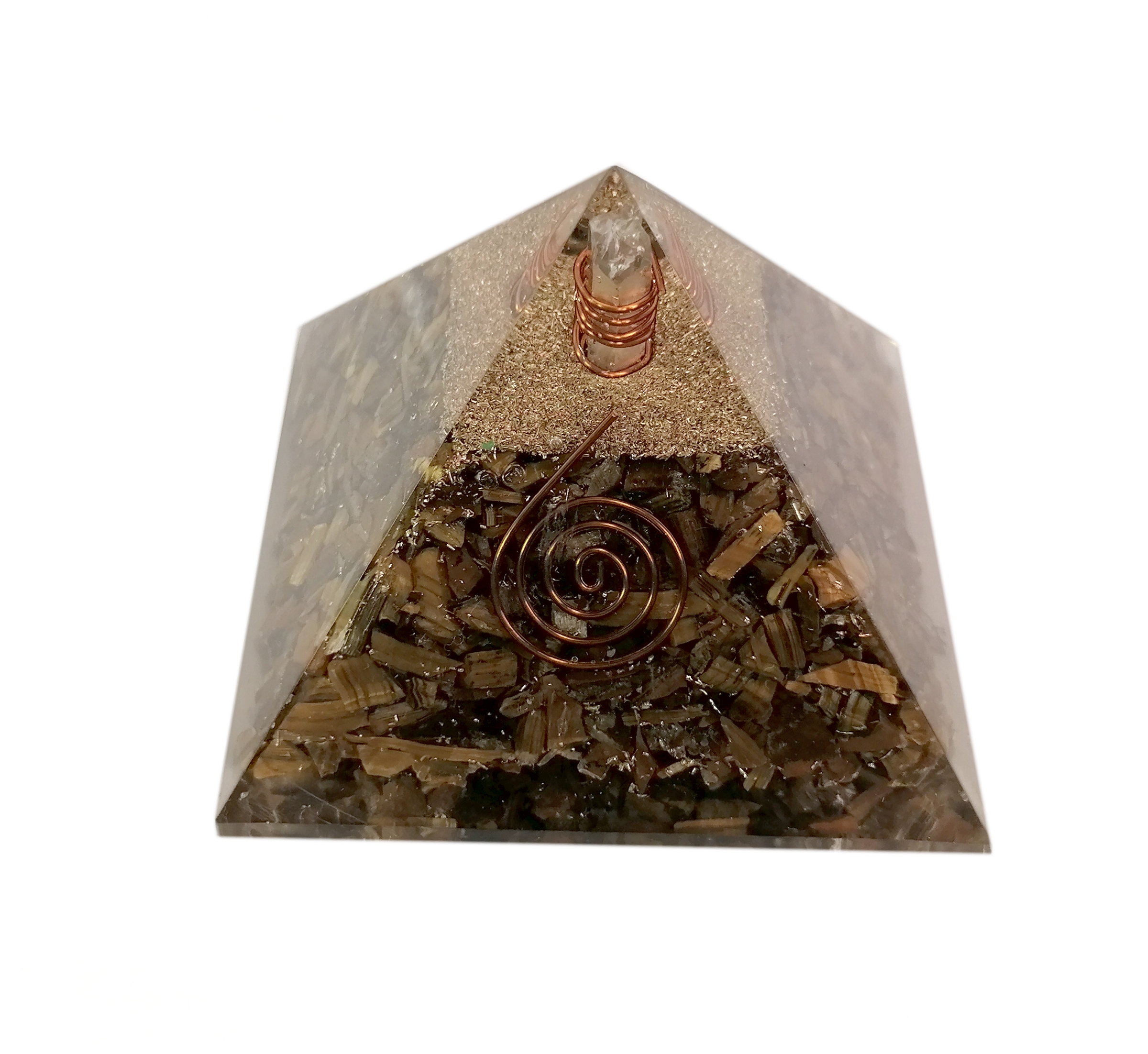 Stengarden.com - Orgonite Pyramid - Tigeröga med Koppar spiral