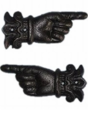 2 st Skyltar utgång pekande hand victoriansk gjutjärn gammaldags shabby ...