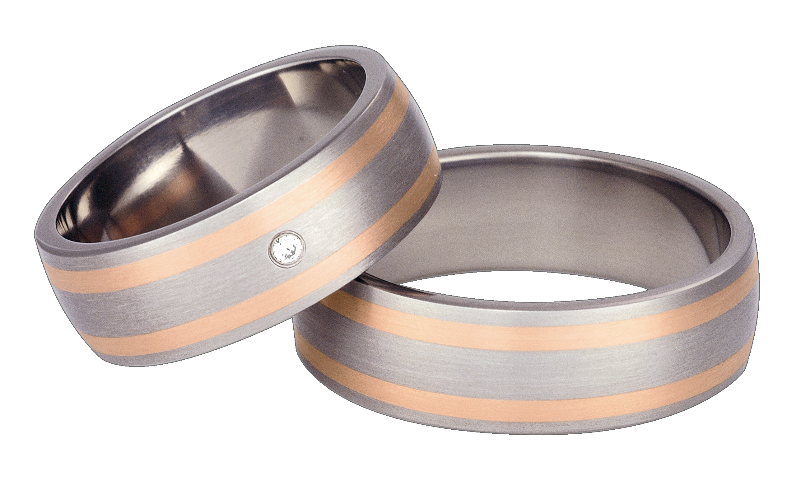 SWEPOL FÖRLOVNINGS RING TITAN OCH 14K ROSE'GULD, 7MM - GULDKORNET