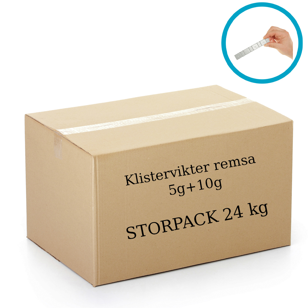 Klistervikter på remsa 6kg x 4st (24kg) - (5g+10g) - Viktobult
