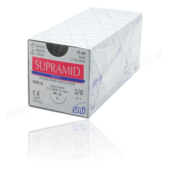 Supramid suture 4-0, DS 19 mm needle, 45 cm black - Suture Online Supramid suture 4-0, DS 19 mm needle, 45 cm black - Suture Online