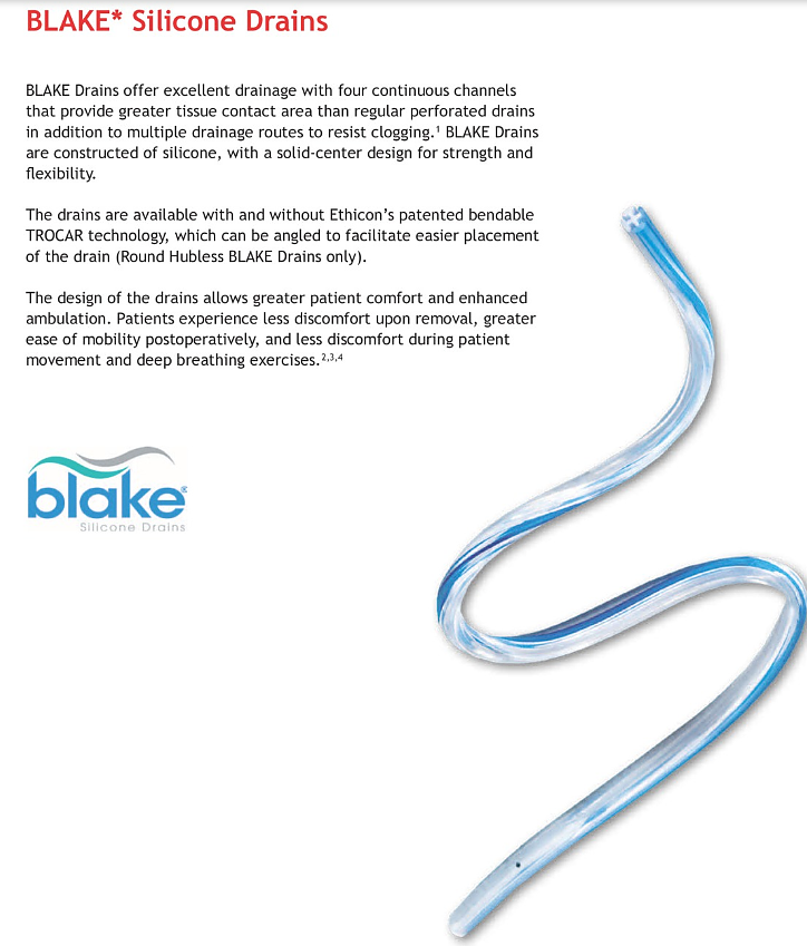 BLAKE hubless drain 10 FR round, 1/8 trocar - Suturer Online