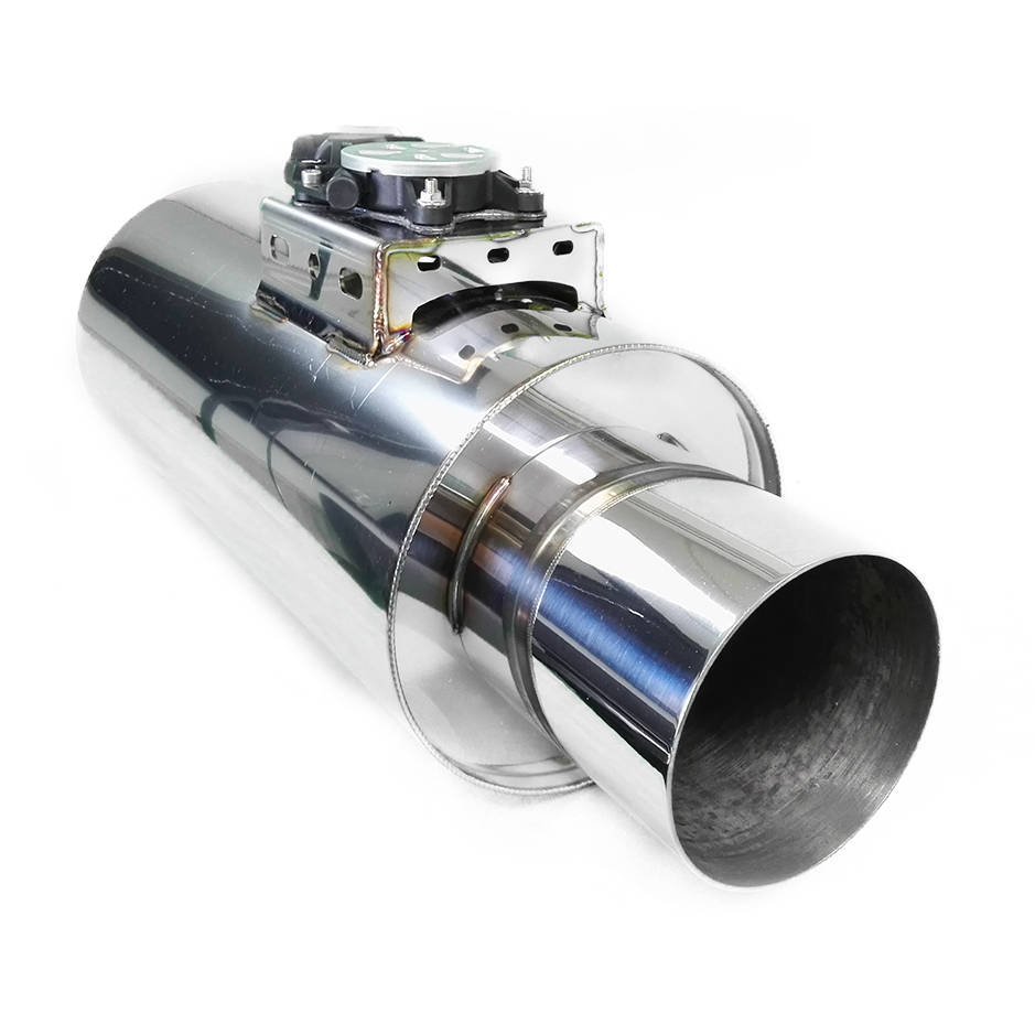 REMOTE CONTROL EXHAUST MUFFLER WITH VALVE 2.5" POLISHED TIP - bluepower.se
