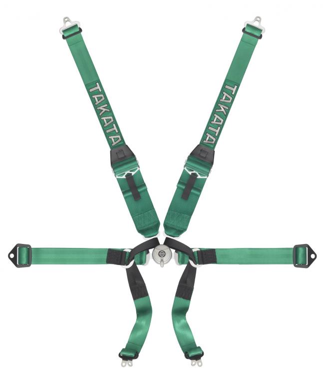 TAKATA RACING HARNESS FORMULA 6-POINT GREEN BOLT-ON HANS - bluepower.se