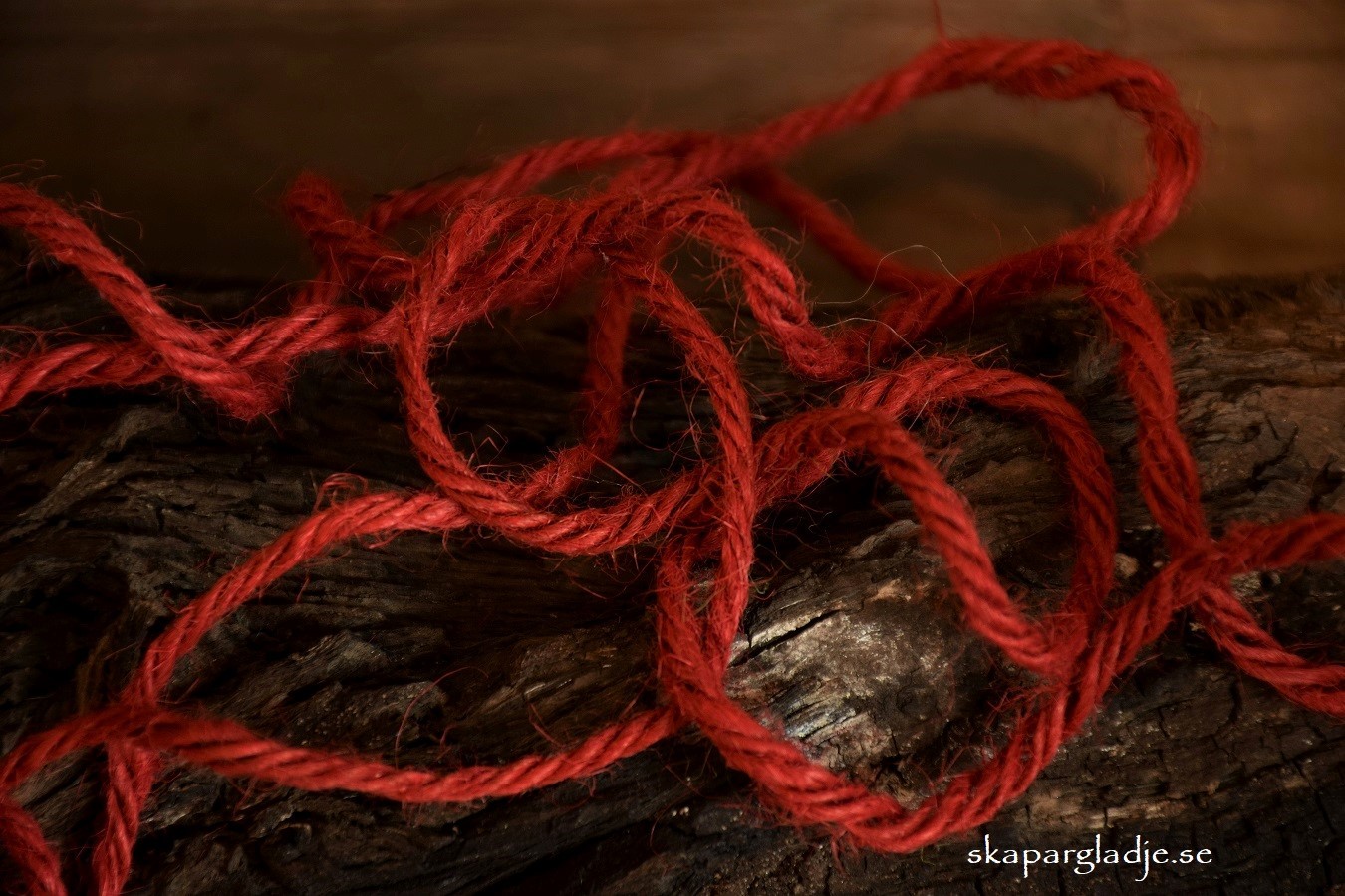 Jute Garn / Snöre Rött 4trådigt 3,5mm - Ateljé SkaparGlädje