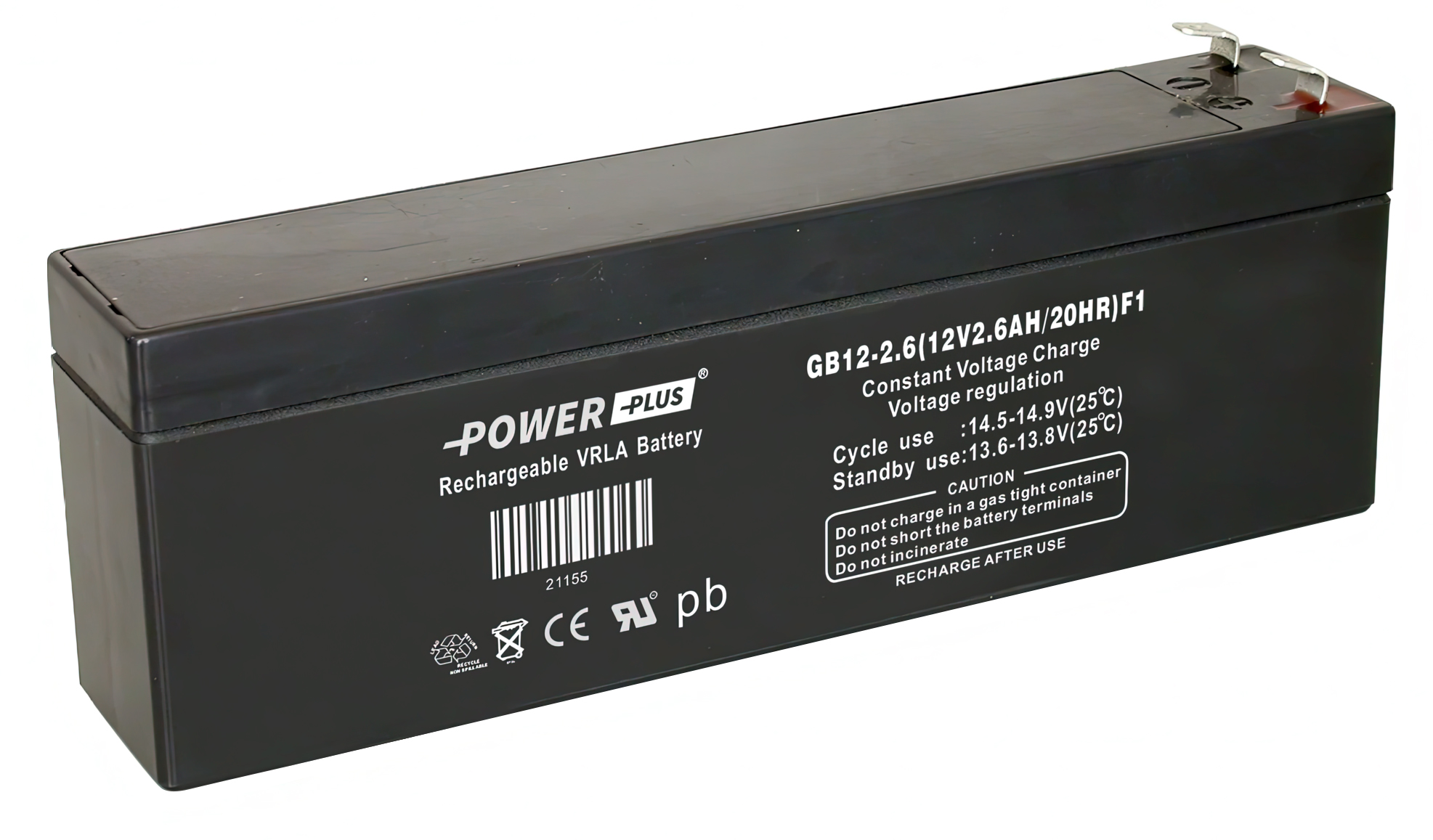 Power Plus Agm-batteri 12V 2,6 Ah - VoltPower