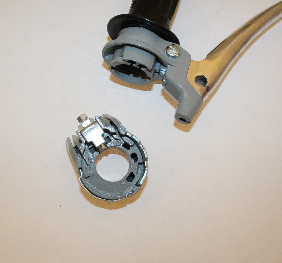 Växelhandtag 2 vxl. grå, alu kopplingshandtag - Mopedrenovering