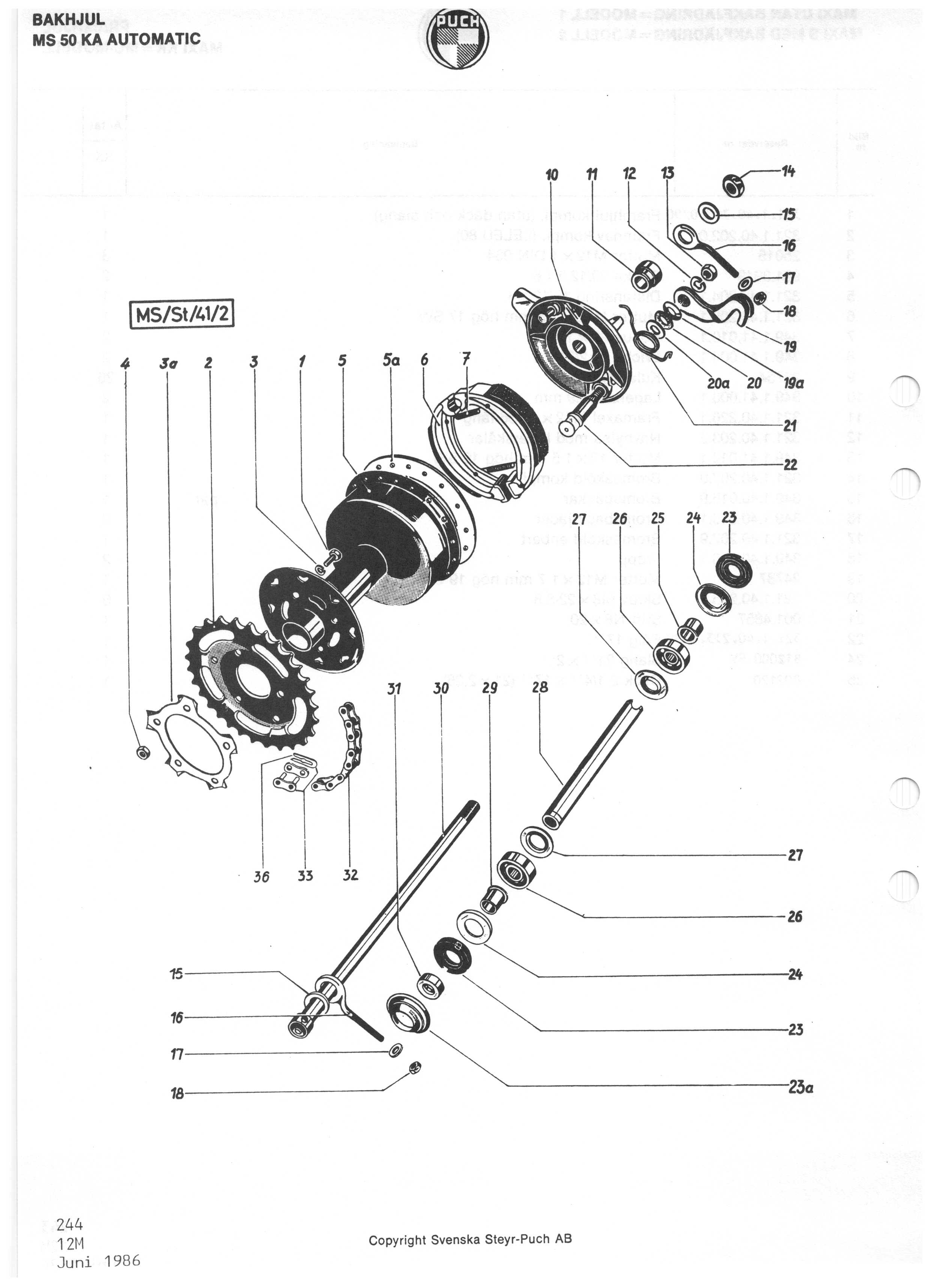 Puch spare parts picture half hub, front and rear wheels - Mopedrenovering